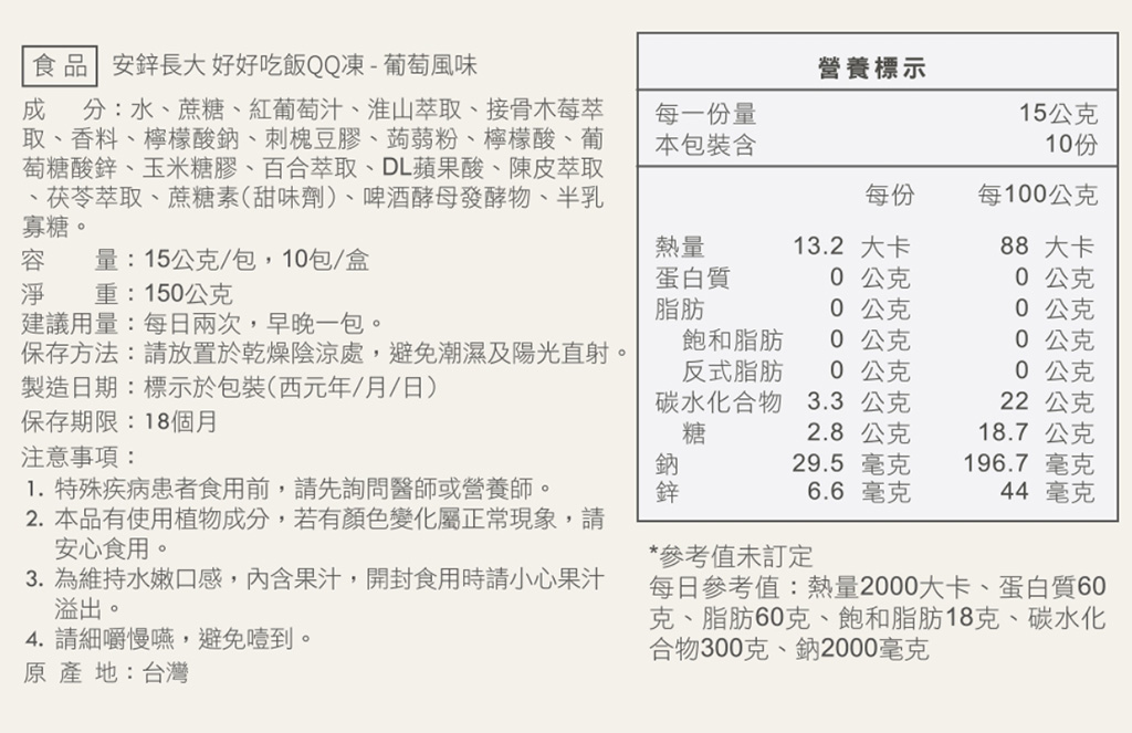 We Charming 安鋅長大QQ凍(10包/盒)